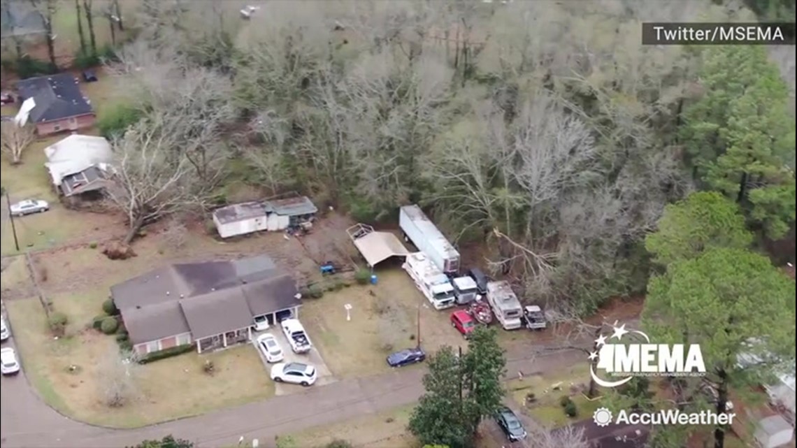 Aerial video shows homes damaged and trees down after EF2 tornado hits ...