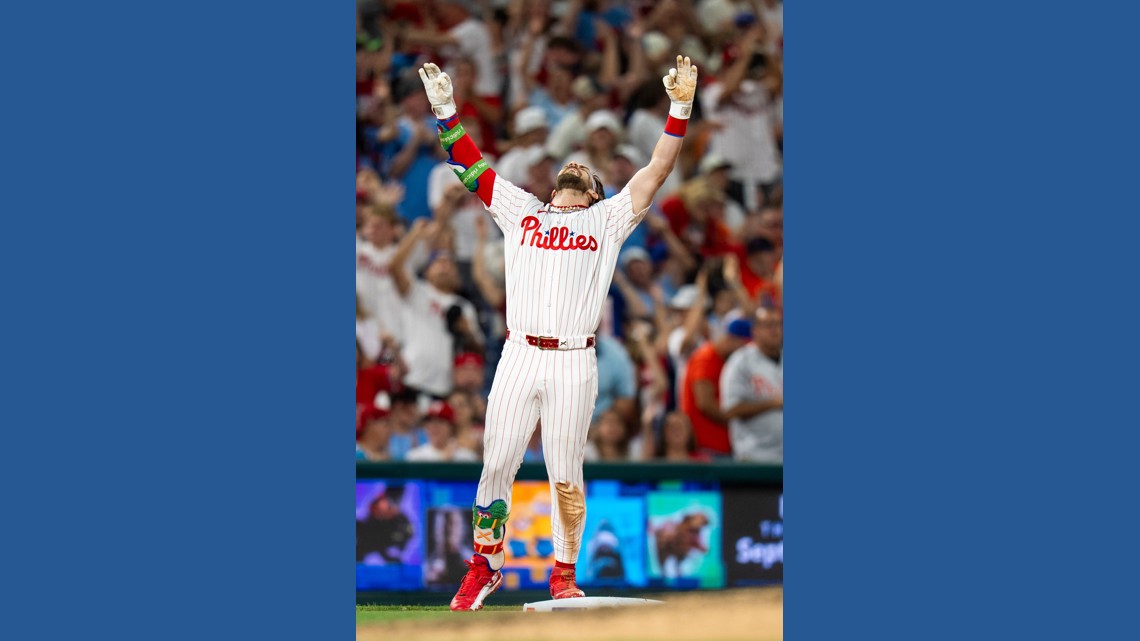 Phillies rout Mets 15-3: Kyle Schwarber belts 3 homers, Bryce Harper ...