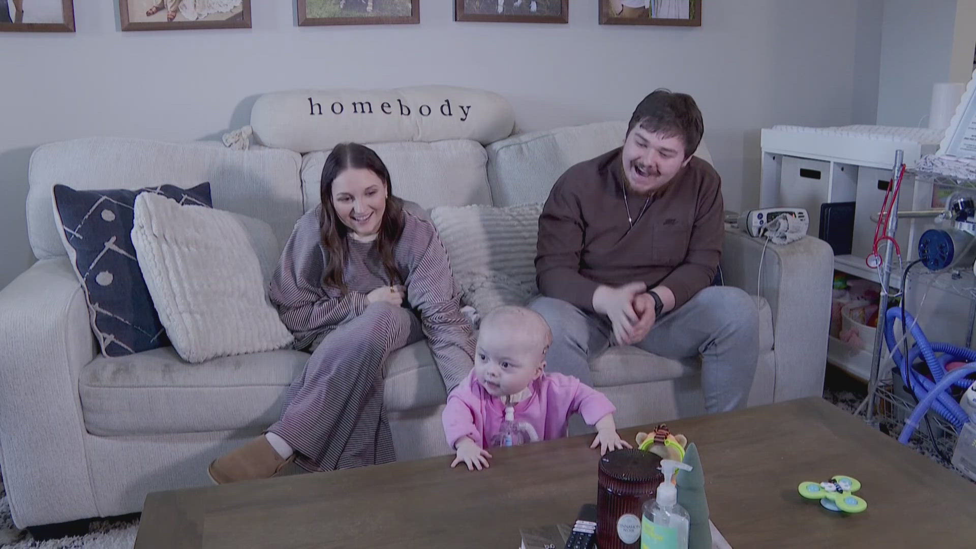 After 355 days in the hospital, baby spends her first Christmas at home ...