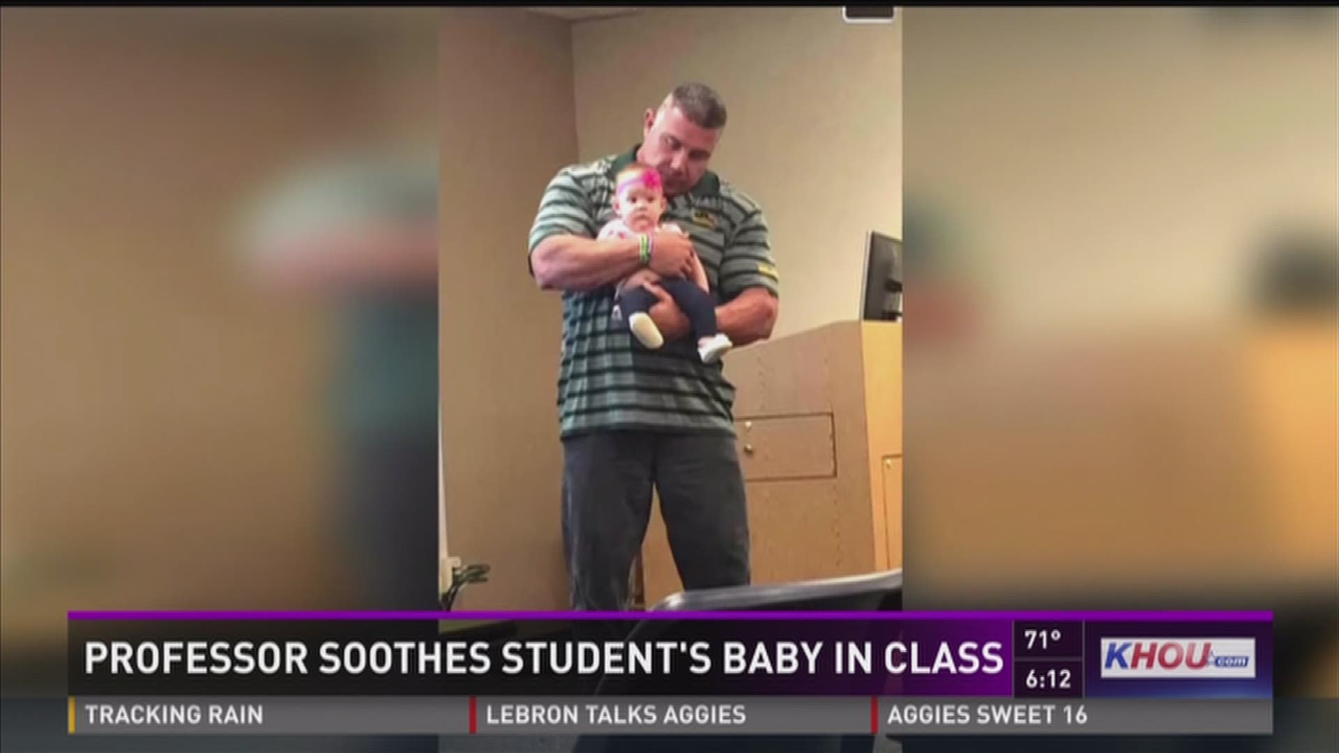 Baylor professor soothes student's baby during class | 11alive.com