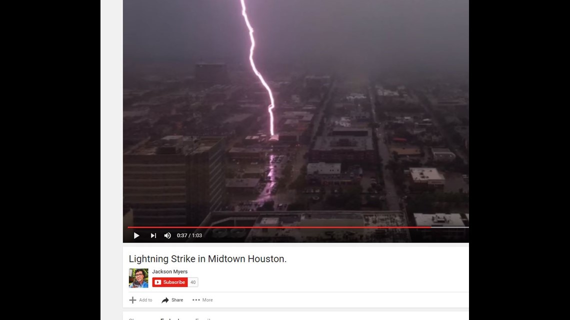 Big lightning strike captured on video in Houston's Midtown | 11alive.com