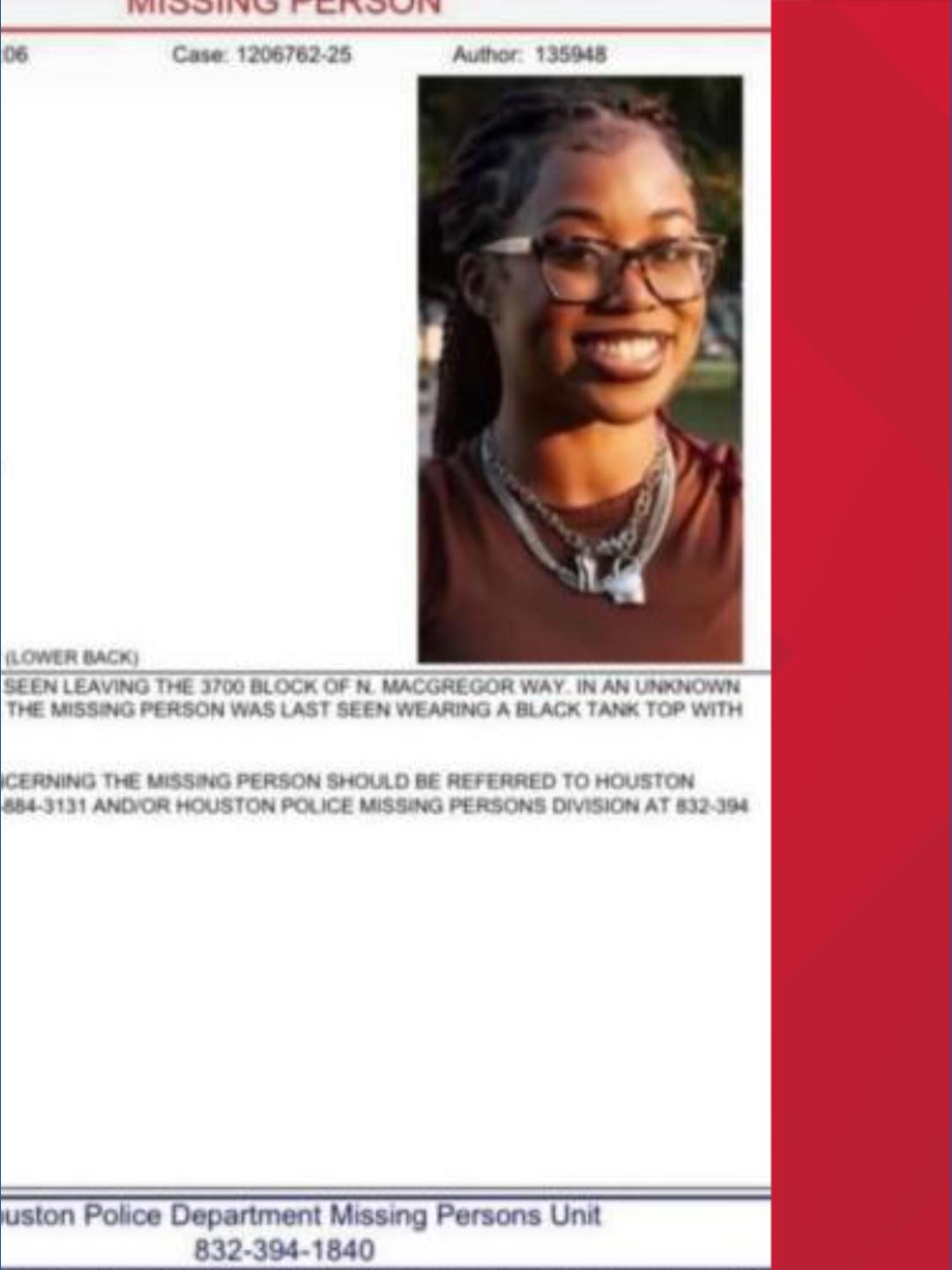 Body of Jade McKissic, missing UH student reported, found in Brays ...