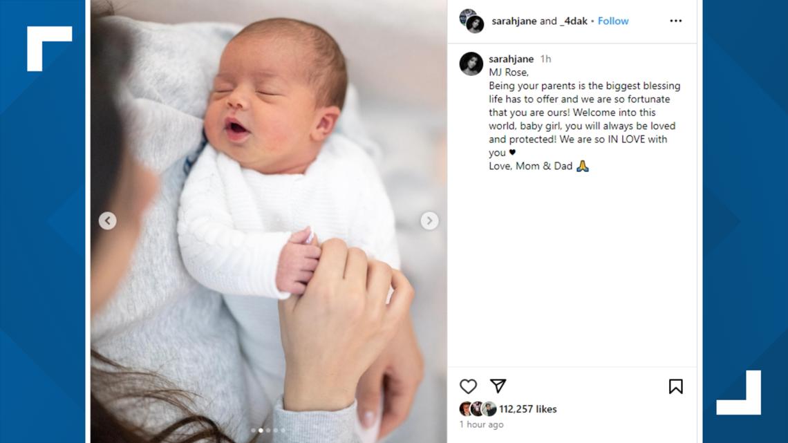 Dak Prescott shares new photos of baby MJ Rose | 11alive.com