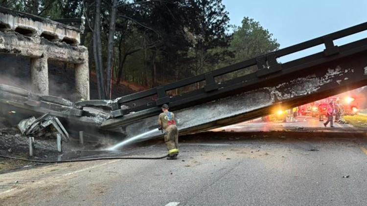 I-20 bridge collapses in Aiken County after tanker crash and fire ...