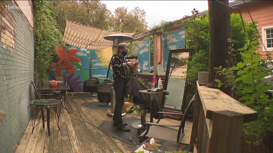 Steve Hightower turns deck into open-air salon amid pandemic | 11alive.com