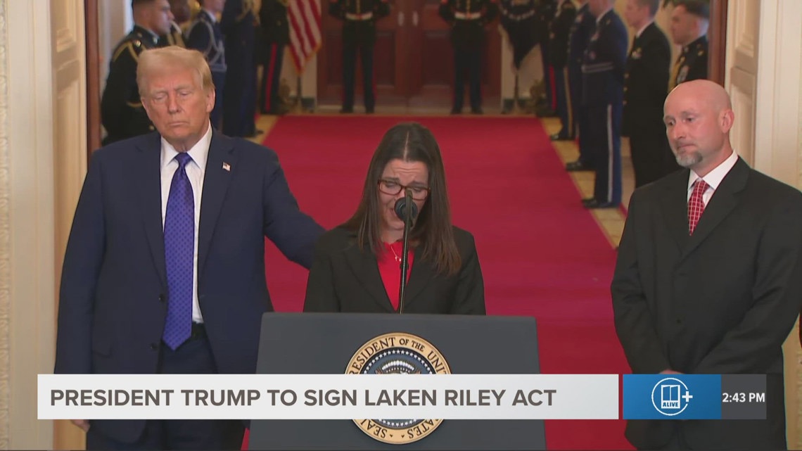 Laken Riley's mother speaks before President Trump signs Laken Riley ...