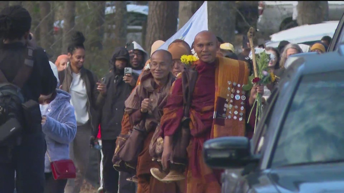 Buddhist monks walking 2,300 miles for peace pass through metro Atlanta ...
