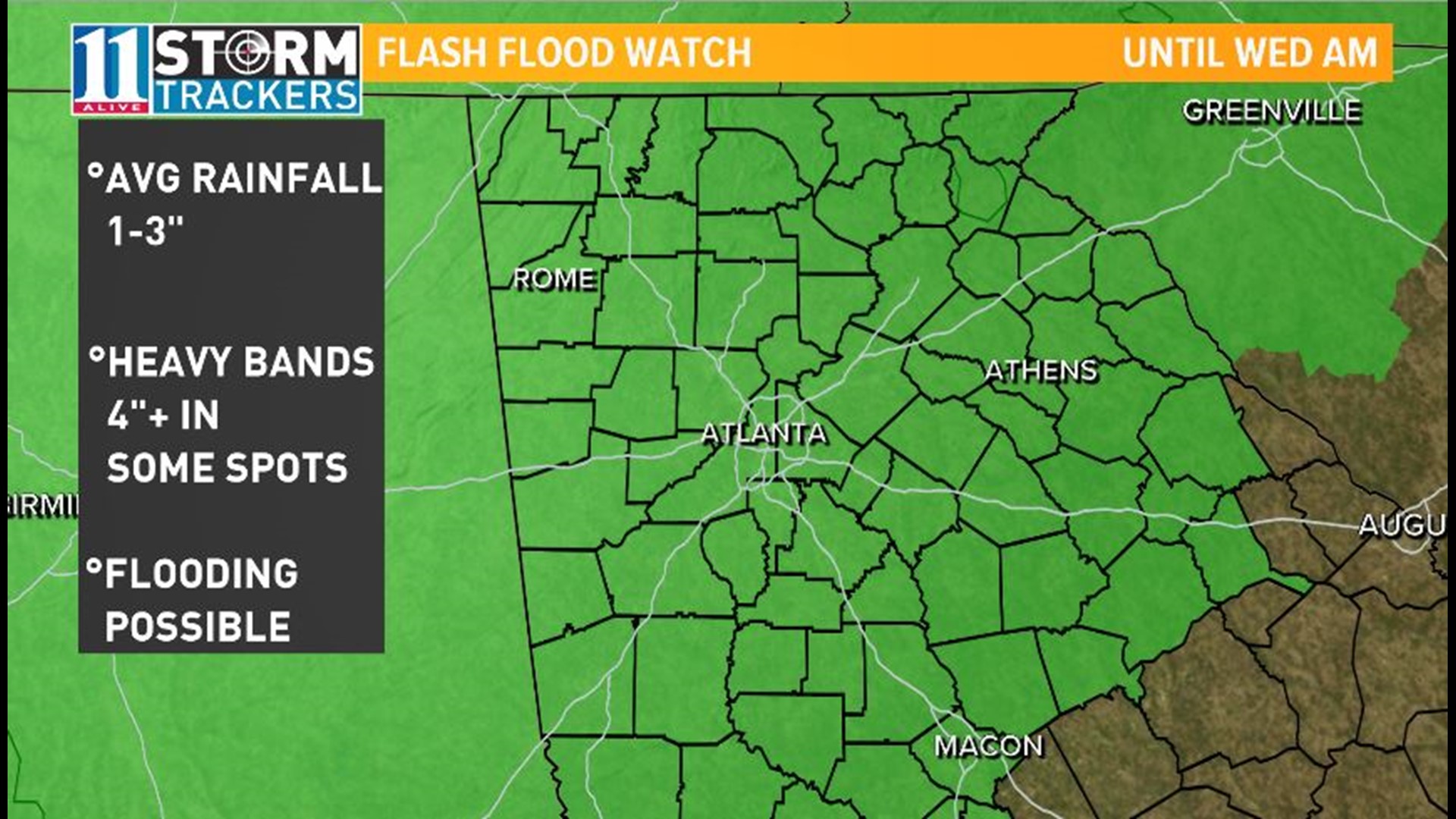 SEVERE WEATHER TIMELINE | What to expect on Tuesday | 11alive.com