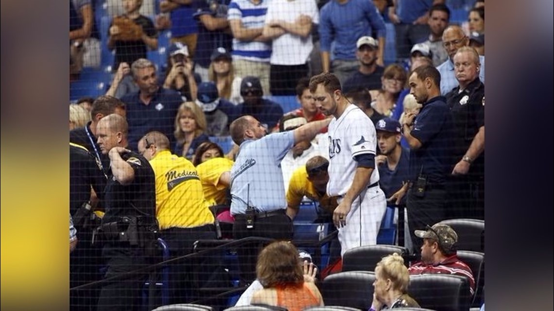 Baseball fan hit by foul ball, taken off on stretcher at Rays game ...