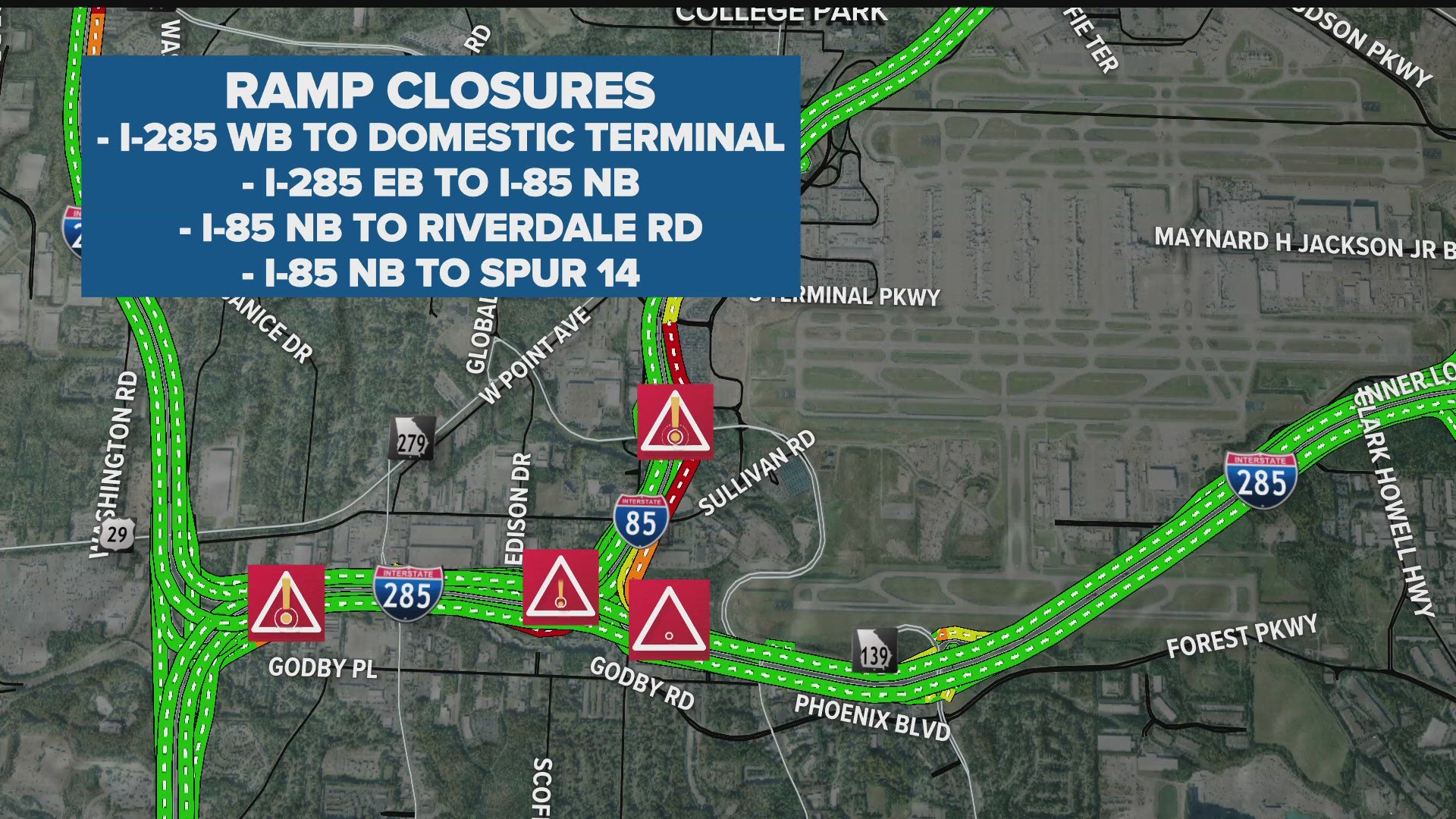 Ramps closed near Atlanta Airport after sign damage | 11alive.com