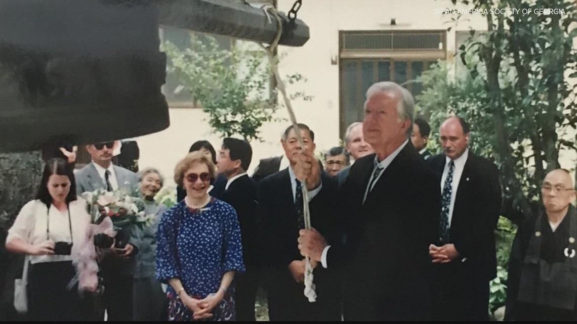 Jimmy Carter Center Peace Bell from Japan for his birthday | 11alive.com