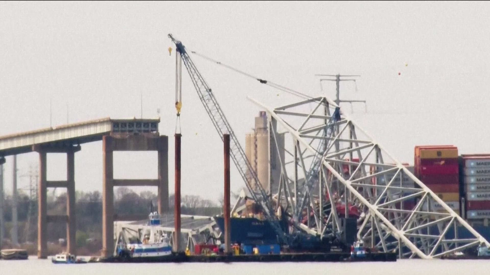 Crews working on temporary channel following Baltimore bridge collapse ...
