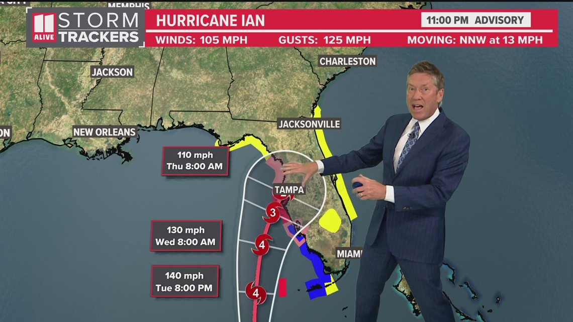 Monday 11:15 p.m. update | Hurricane Ian: Path and track of hurricane ...