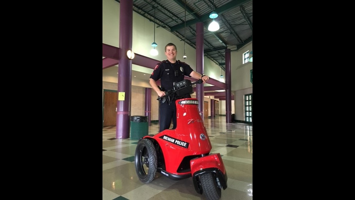Brenham police officer rides 'chariot' through school to keep students ...