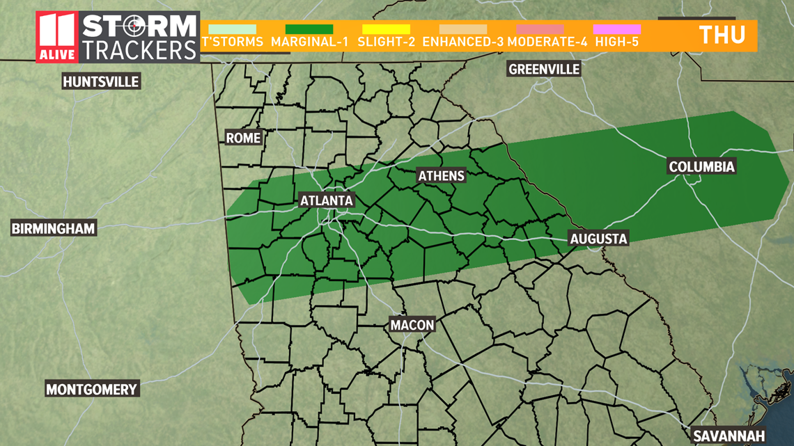 Atlanta weather potential thunderstorms today timeline | 11alive.com