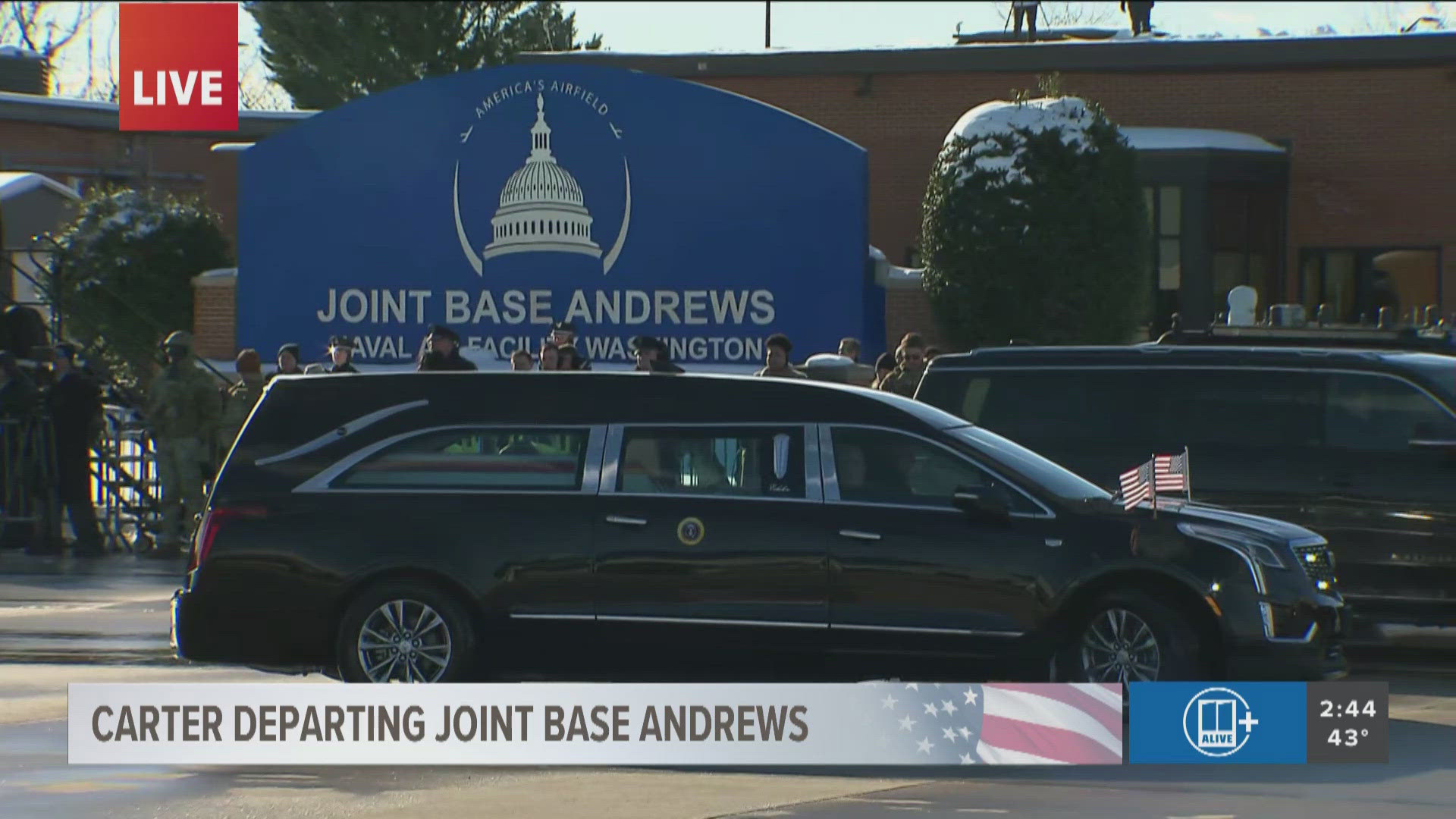 Jimmy Carter's motorcade departs Joint Base Andrews in Washington, D.C ...