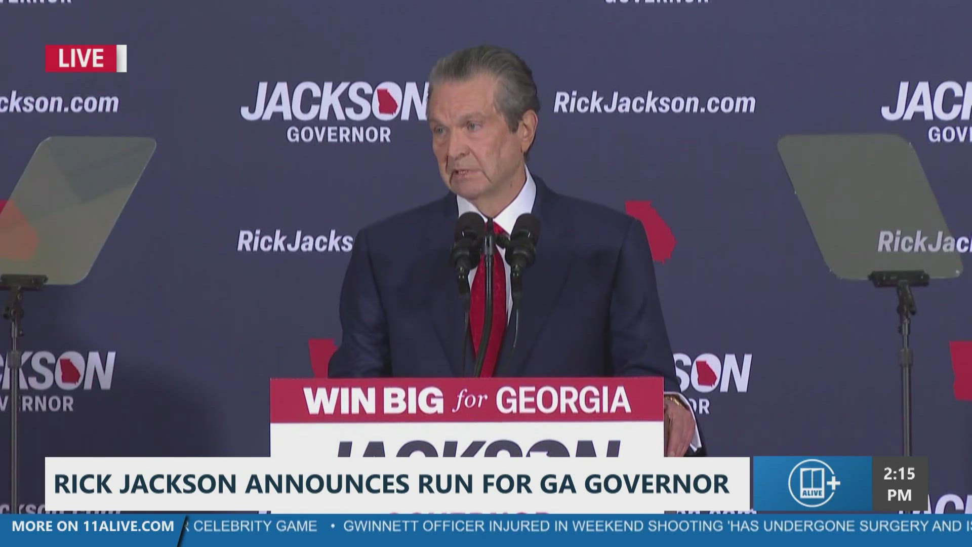 Rick Jackson delivers first speech as candidate for governor | 11alive.com