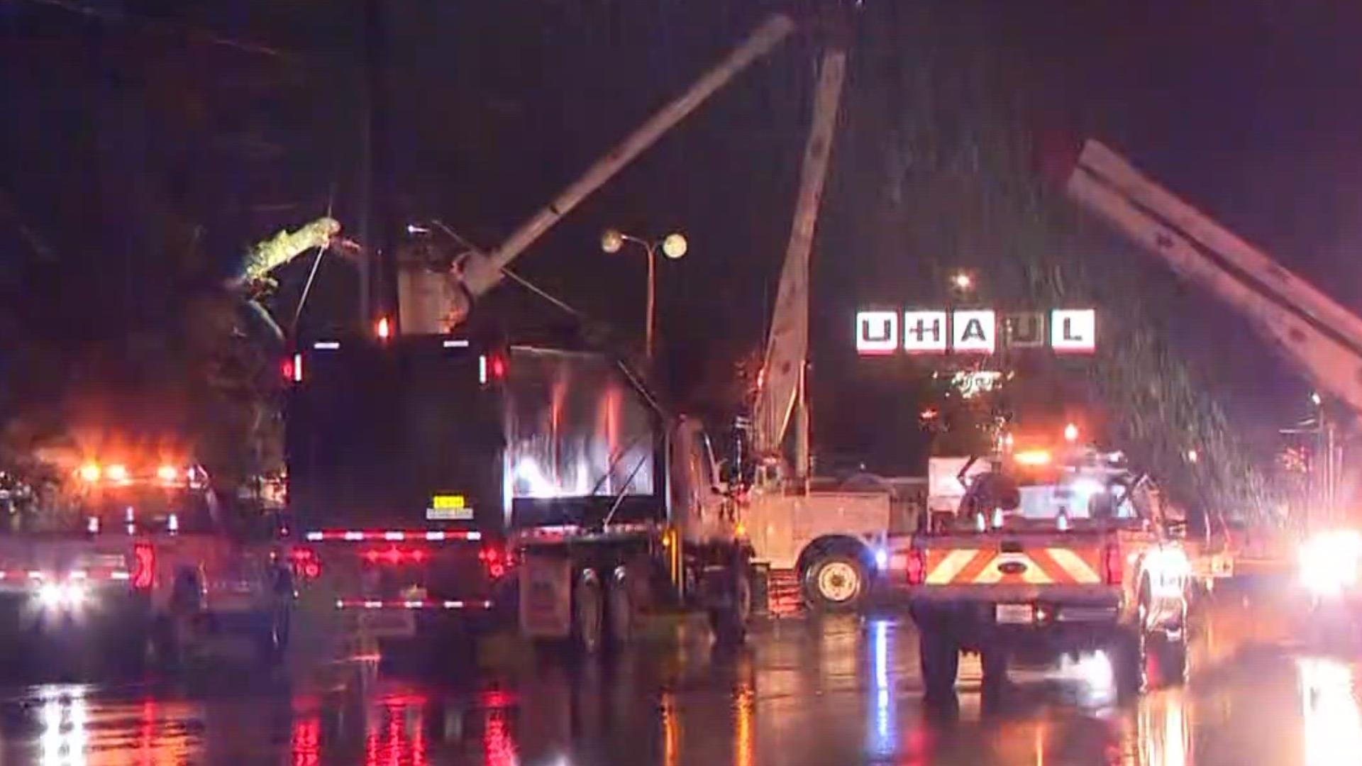Crews work to clear tree that fell onto power line in DeKalb | 11alive.com
