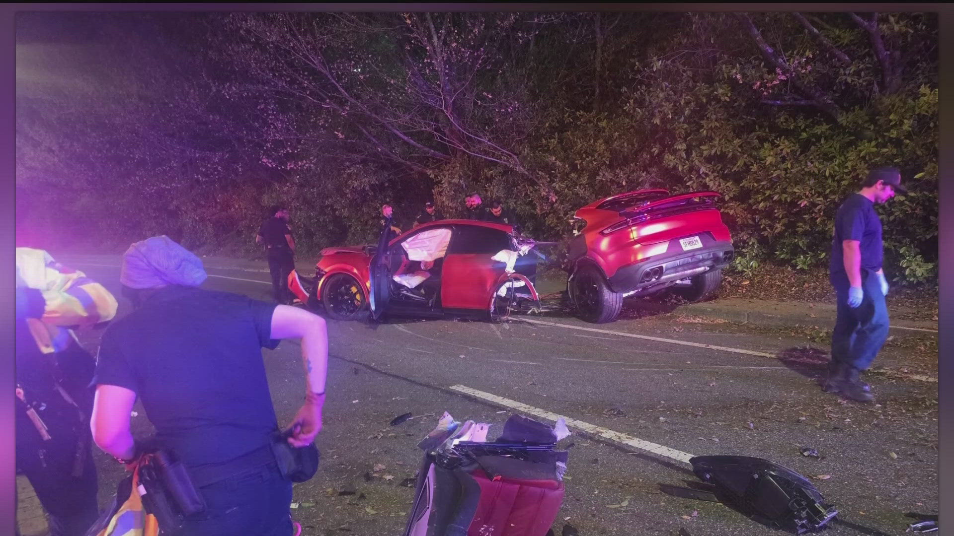 Porsche SUV splits entirely in half after slamming into tree in wild ...