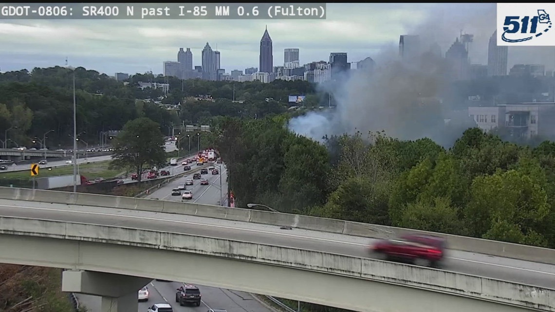 Lots of fire and smoke seen near Georgia 400 in Fulton County | 11alive.com