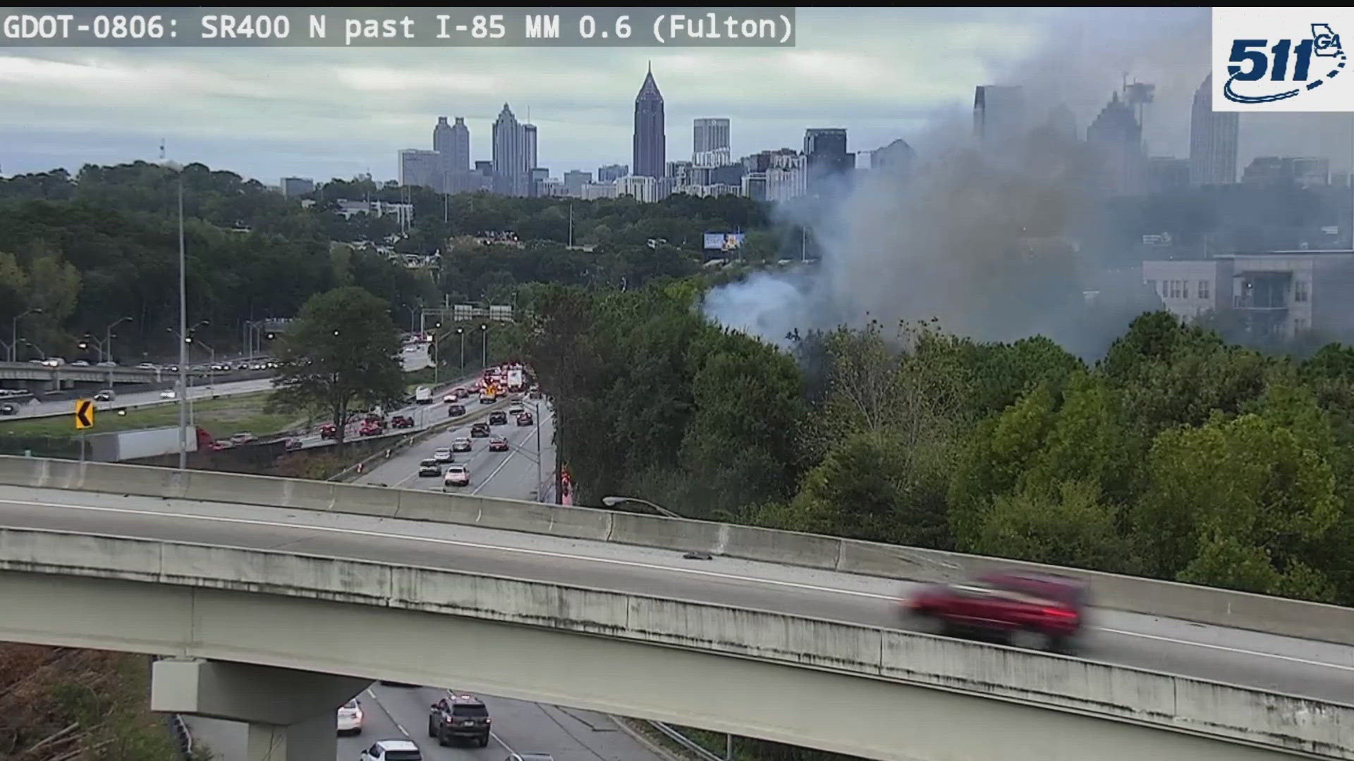 Heavy smoke causes delays on Georgia 400 SB in Fulton County | 11alive.com