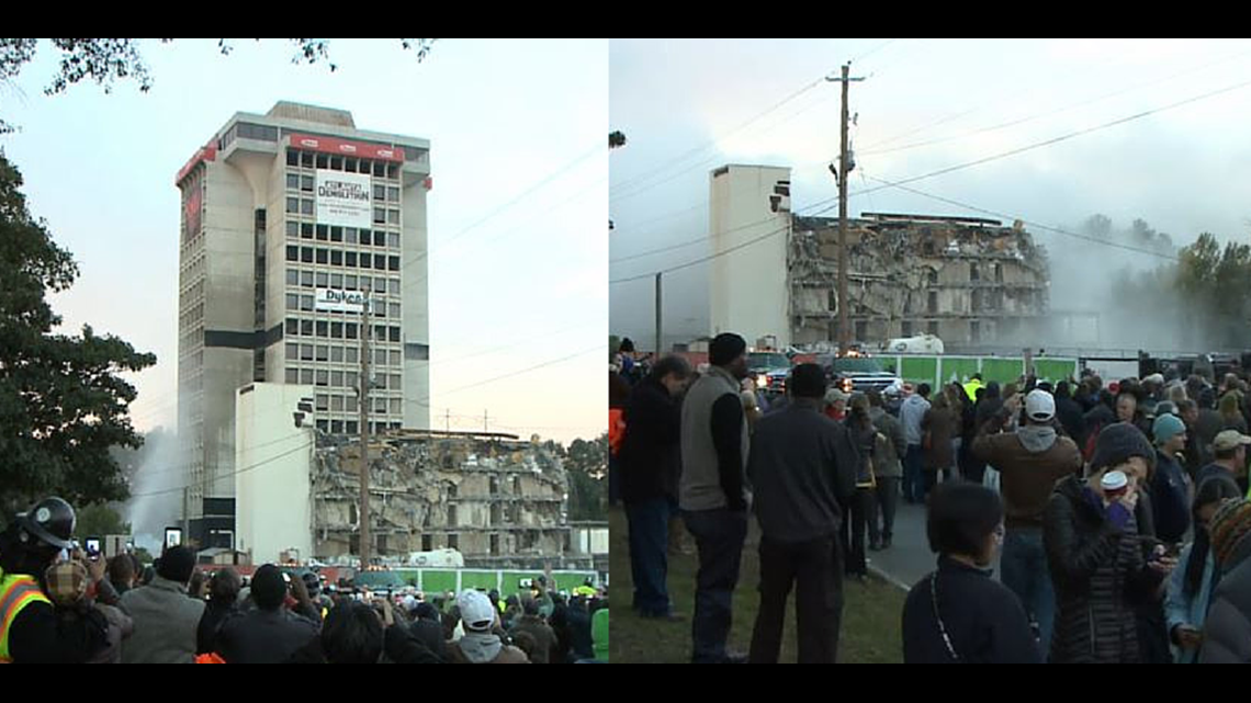 19-story tower implosion takes down 1970's hotel | 11alive.com