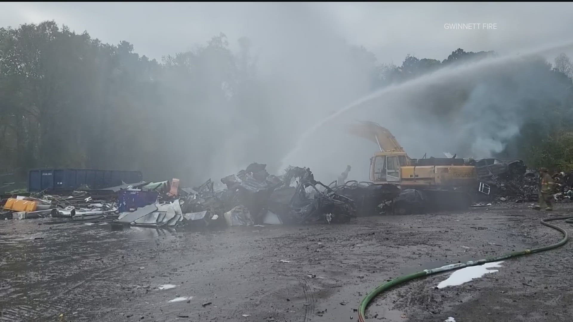 New video | Firefighters battle recycling center fire | 11alive.com