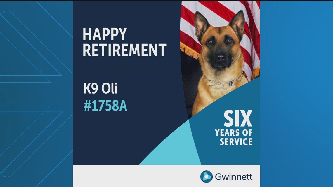 K-9 Oli is hanging up his vest with Gwinnett County | 11alive.com