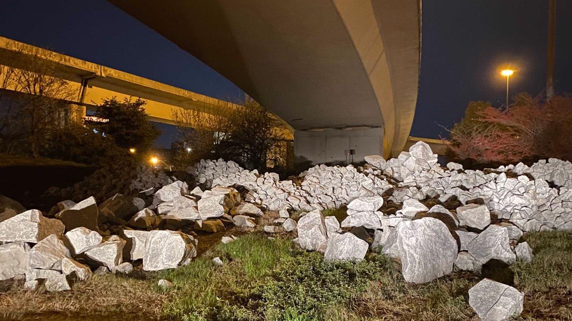 People upset with boulders under interstate bridges | 11alive.com