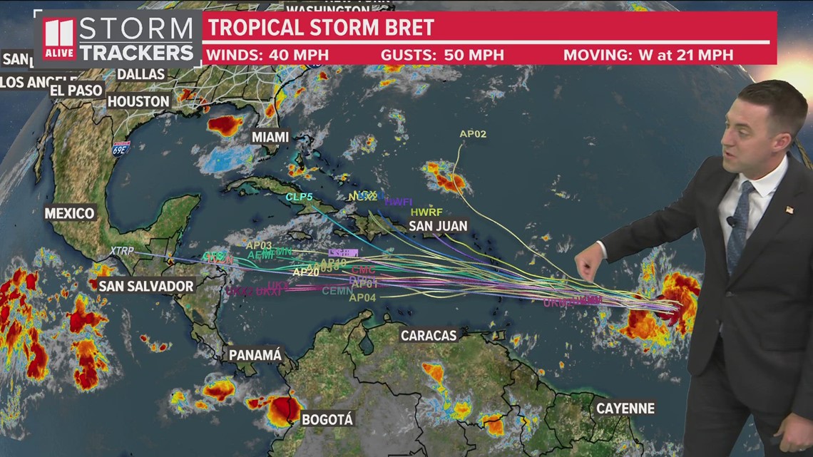 Tropical Storm Bret forms | Predicted path | 11alive.com