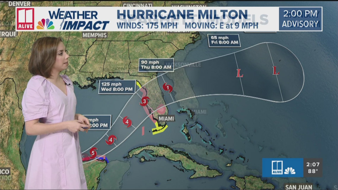 Hurricane Milton: Latest forecast, projected path | Mon 2 p.m. update ...
