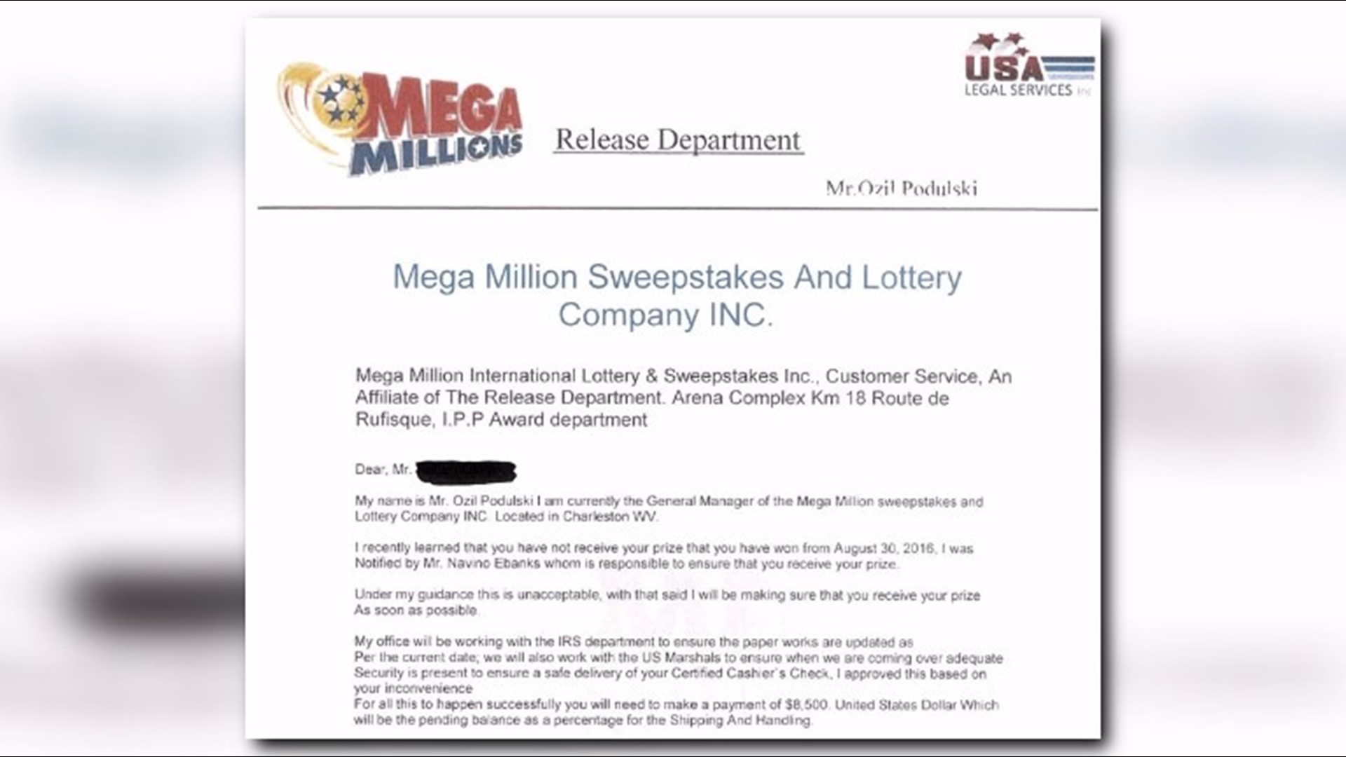 FBI: Scammers use FBI letterheads in Mega Millions fraud | 11alive.com