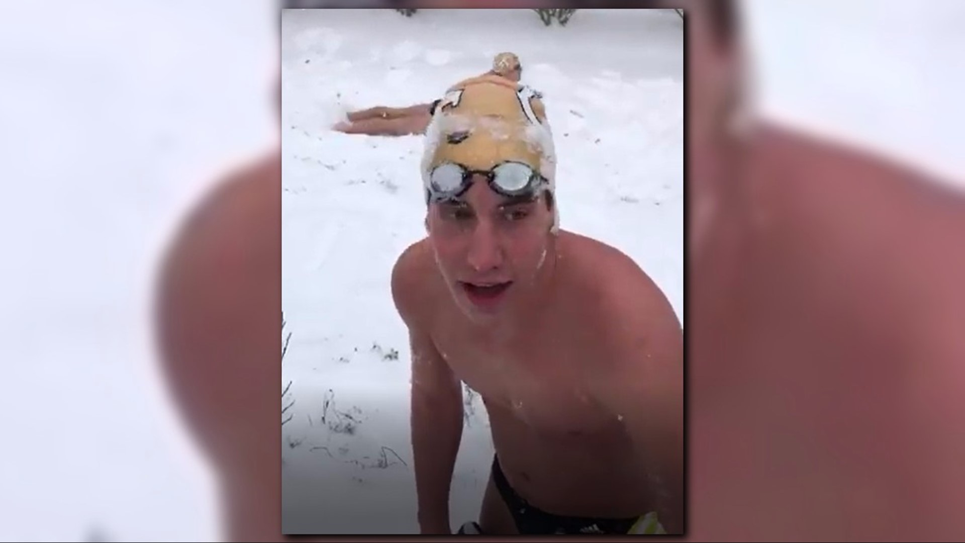 Georgia Tech swimmers race in snow wearing nothing but Speedos ...