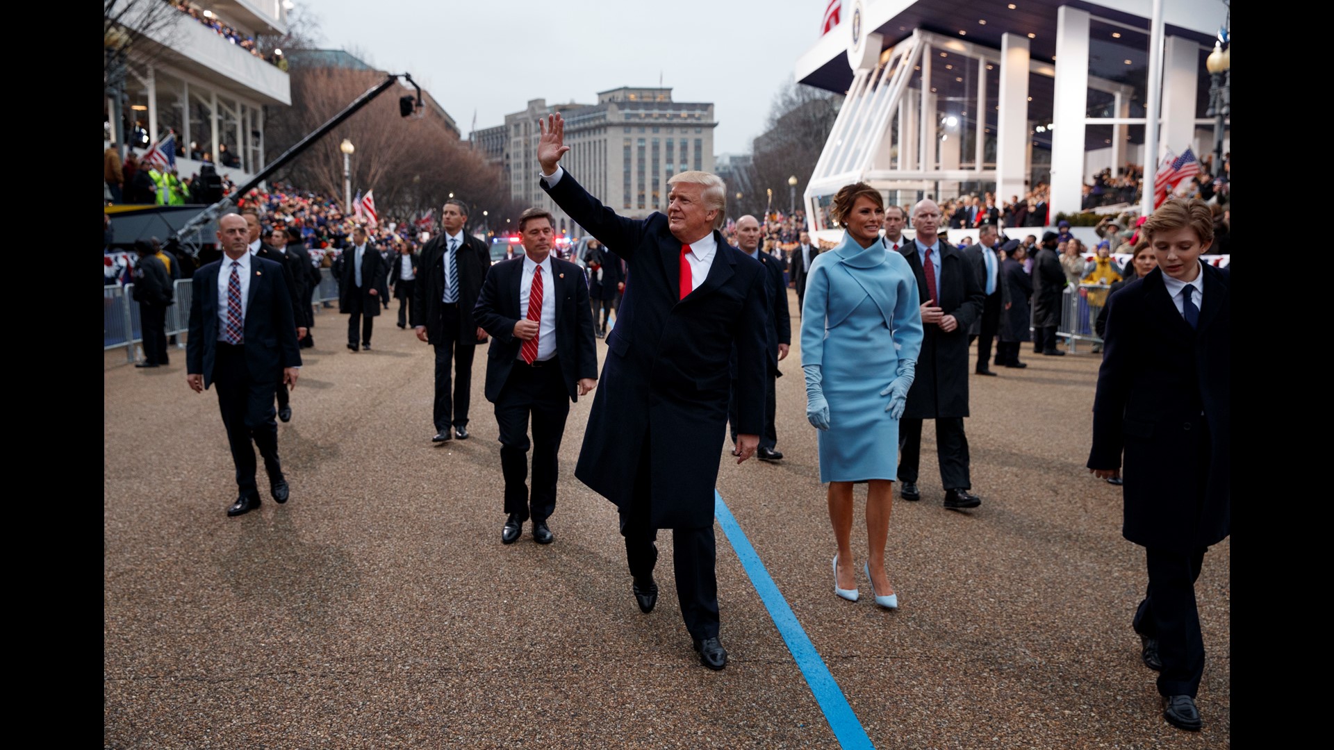 There were a lot of empty seats in the stands along Trump's parade ...