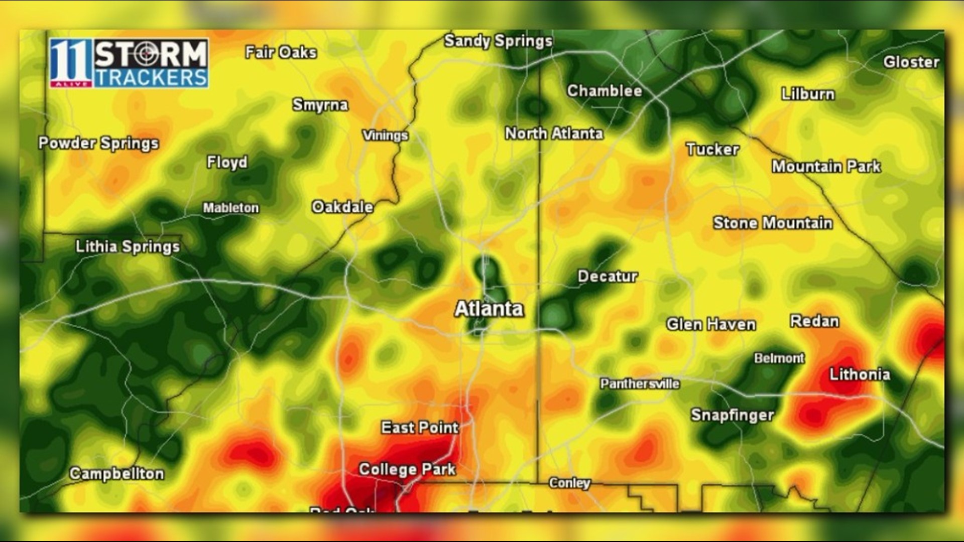 Saturday storms bring heavy rain, strong winds to Atlanta, Georgia ...