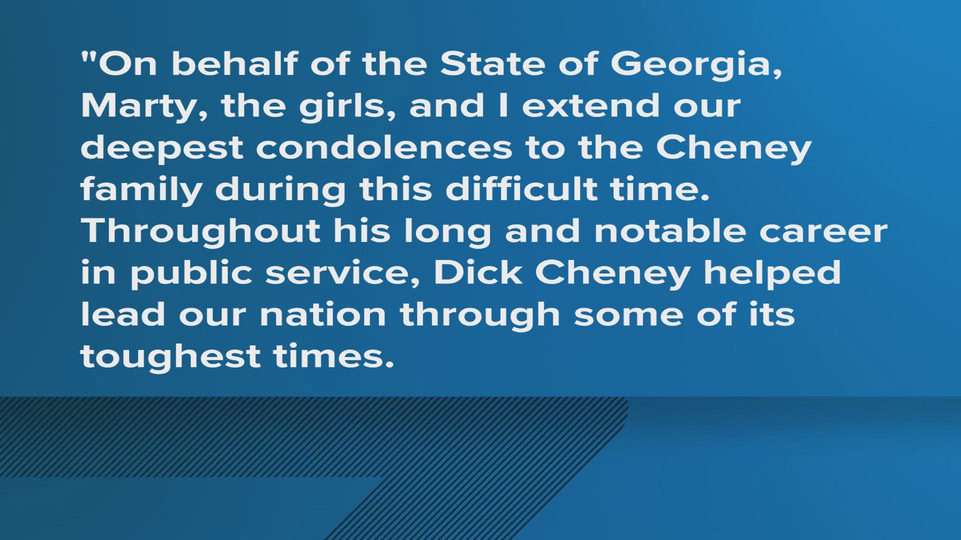 Gov. Brian Kemp releases statement on Dick Cheney's passing | 11alive.com
