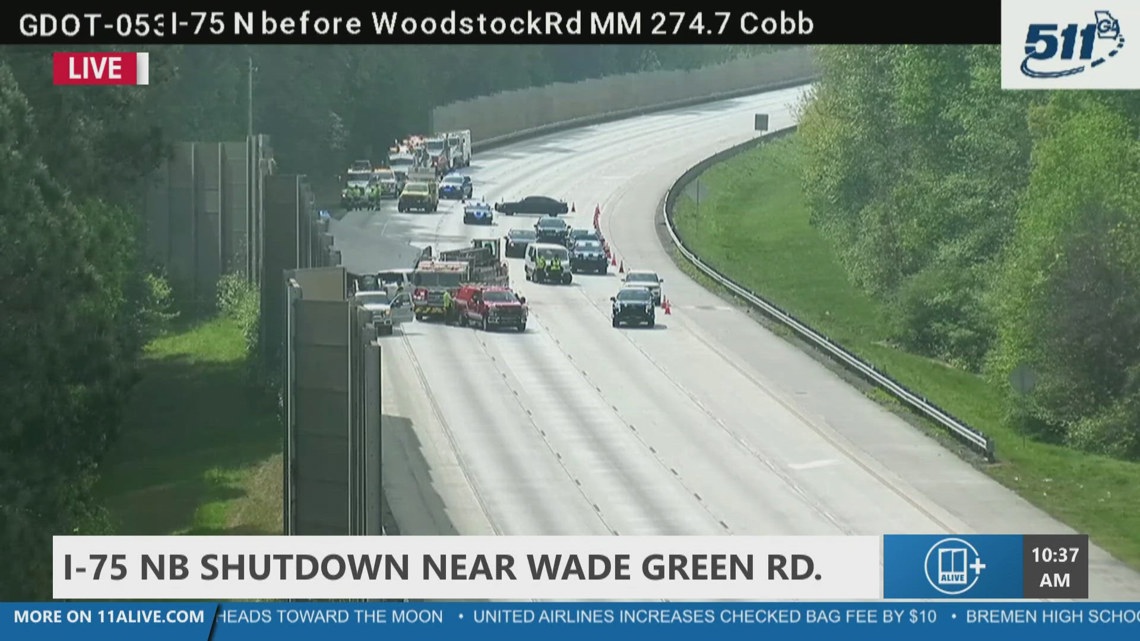 Lanes shut down on I-75 NB in Cobb County due to overturned tractor ...