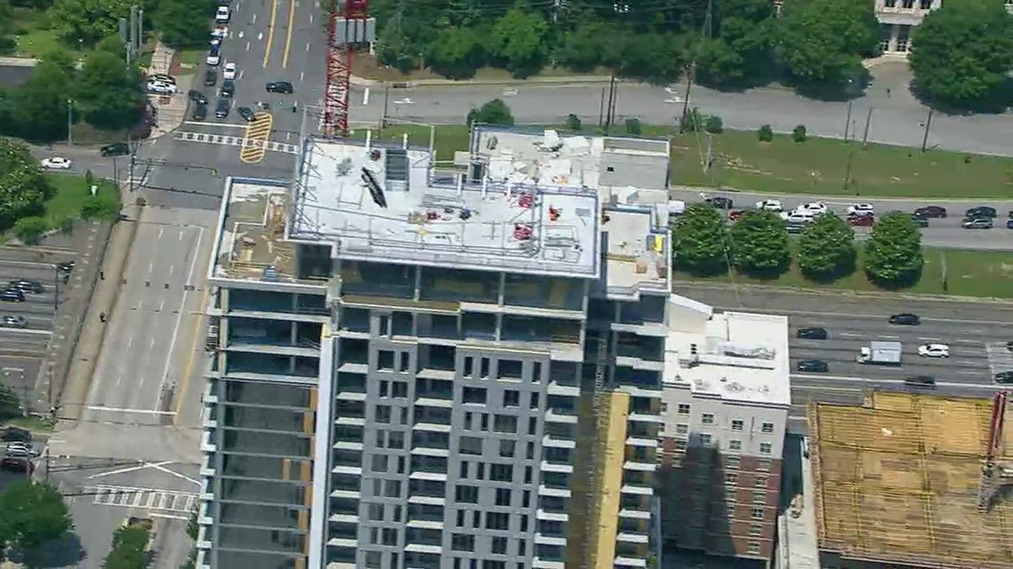 Chopper Video | Damage shown from the Midtown crane collapse | 11alive.com