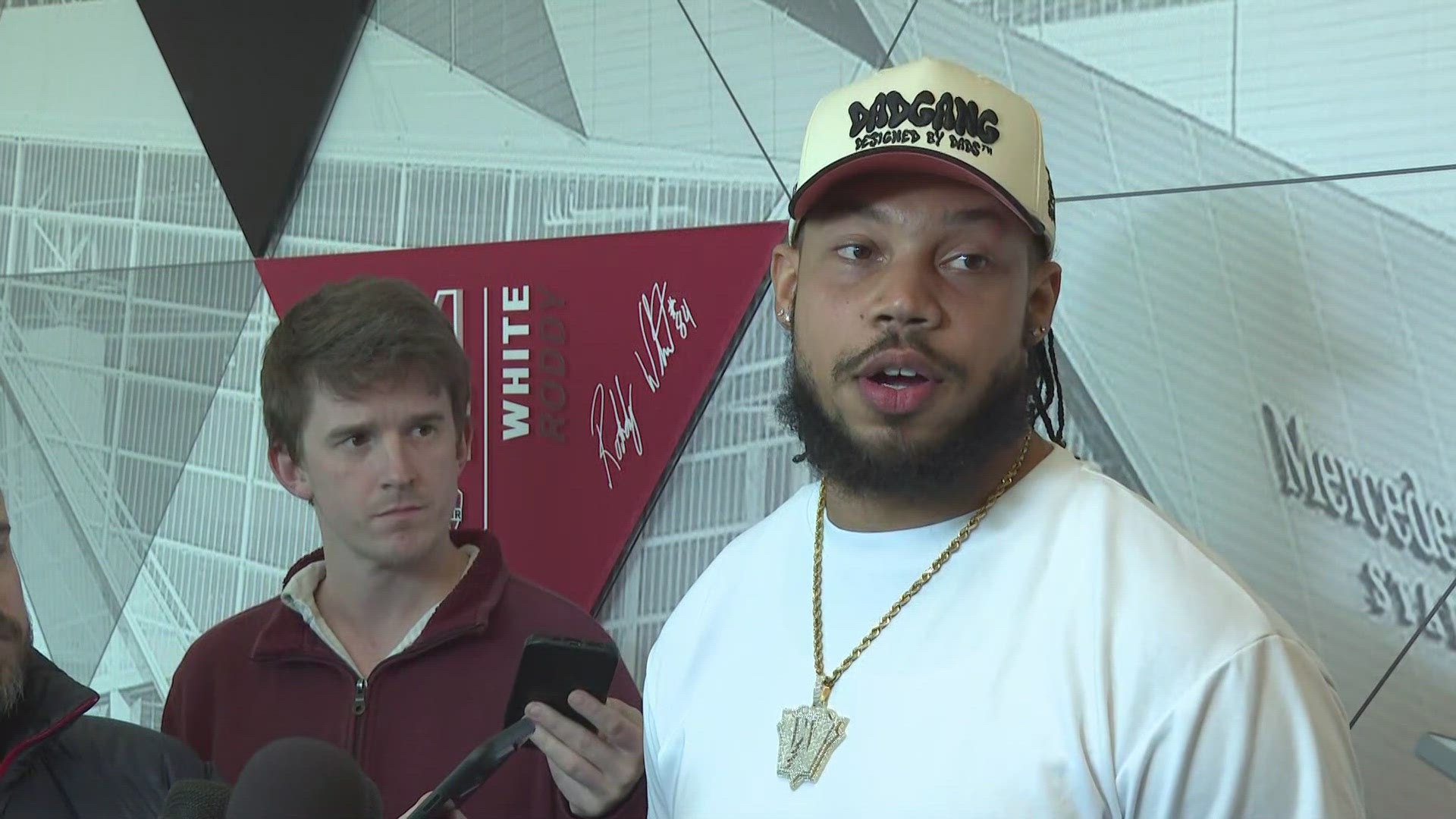 Josh Woods reacts after Falcons fire Raheem Morris, GM Terry Fontenot ...