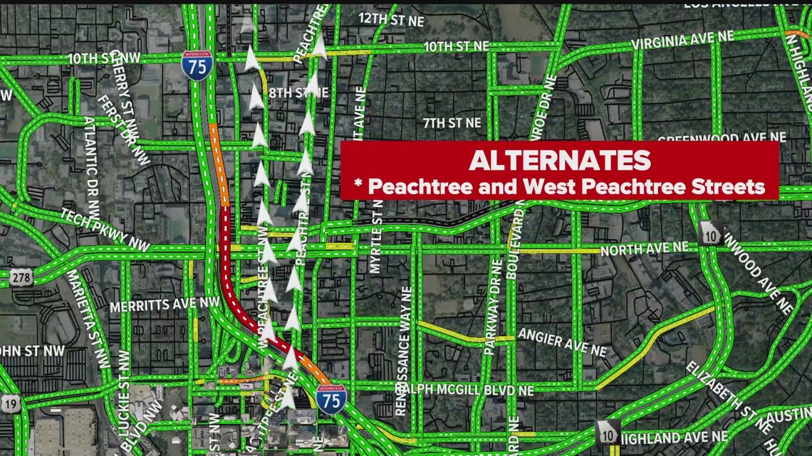 Crash closes several lanes on I-75/85 in Midtown, other traffic impacts ...