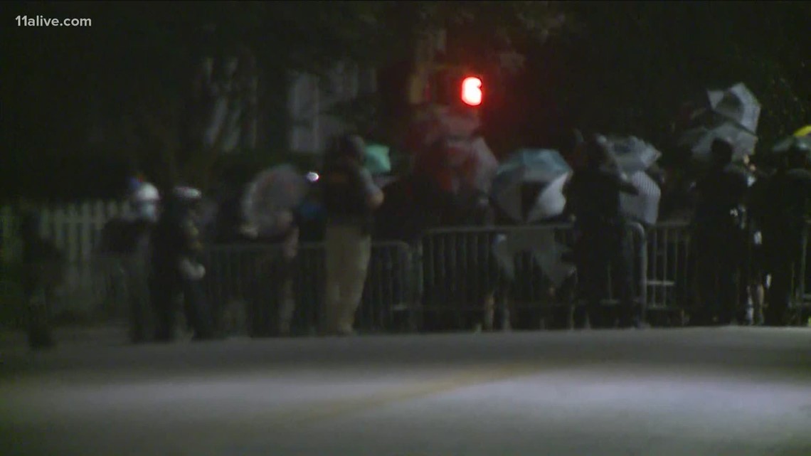 Demonstrators at Atlanta Zone 3 Precinct | 11alive.com