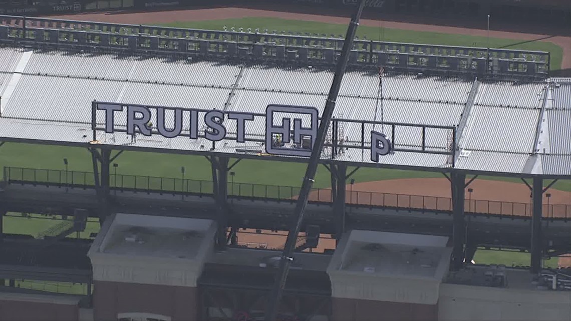 Photos: Truist Park main signage raised into place at home of the ...