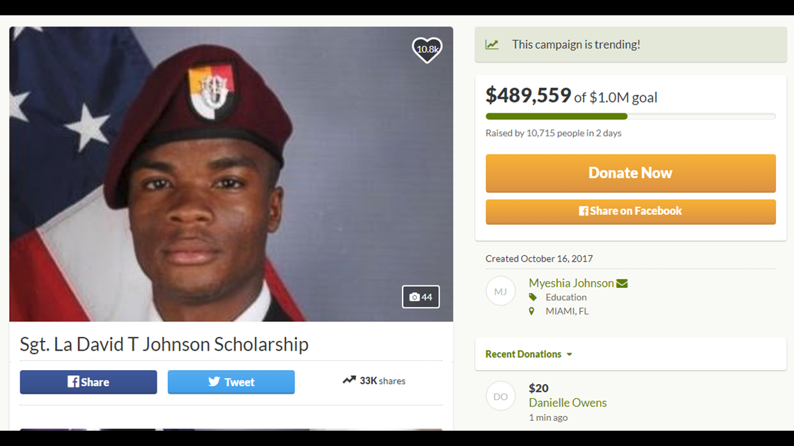 More than $500K raised for kids of fallen soldier Sgt. La David Johnson ...