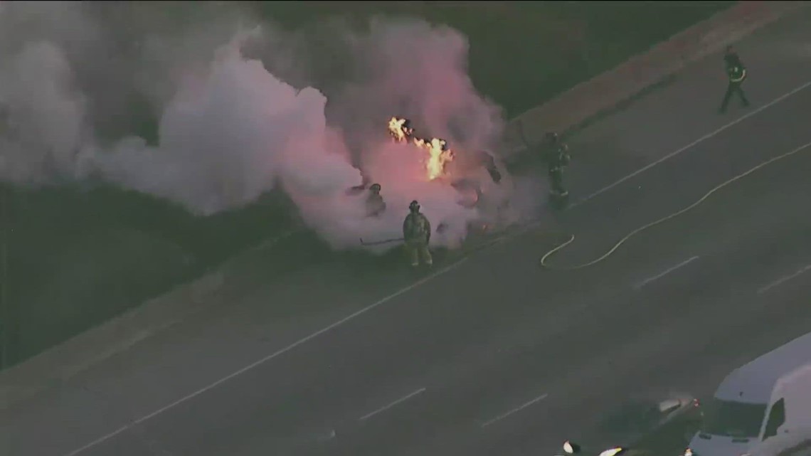 Crews battle car fire on I-85 in Atlanta | 11alive.com