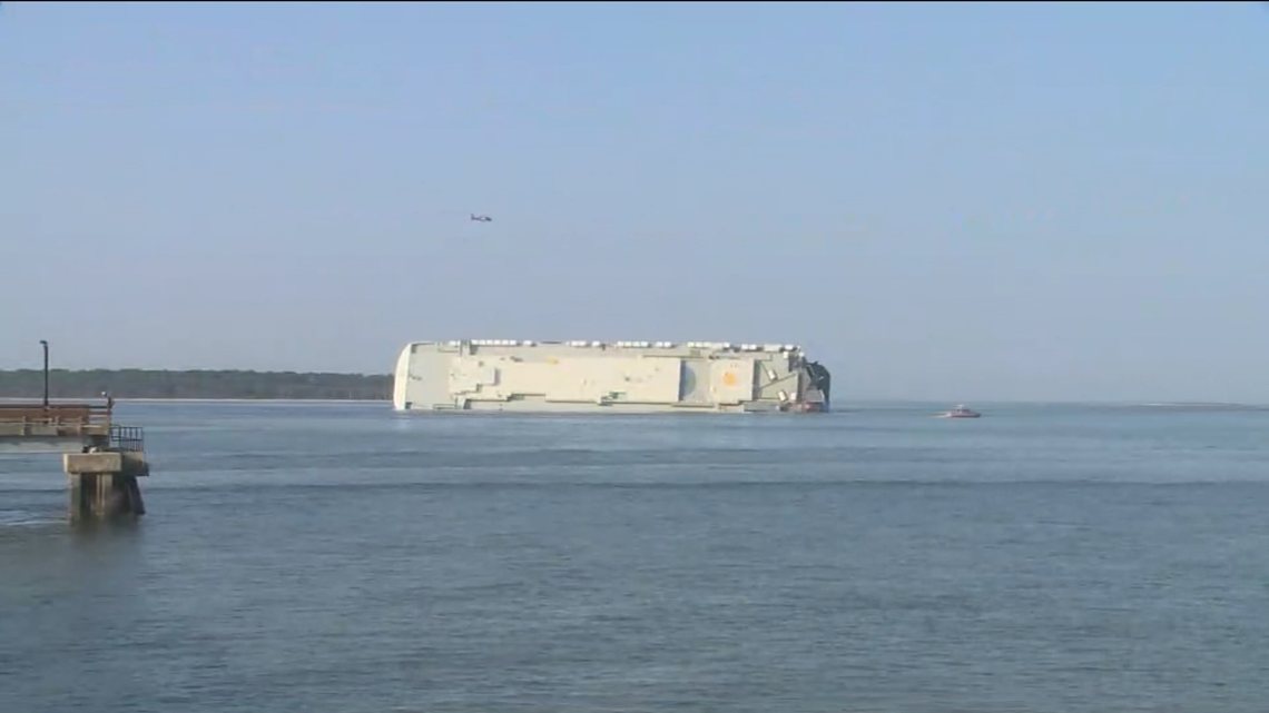 Photos: Overturned cargo ship near Brunswick | 11alive.com
