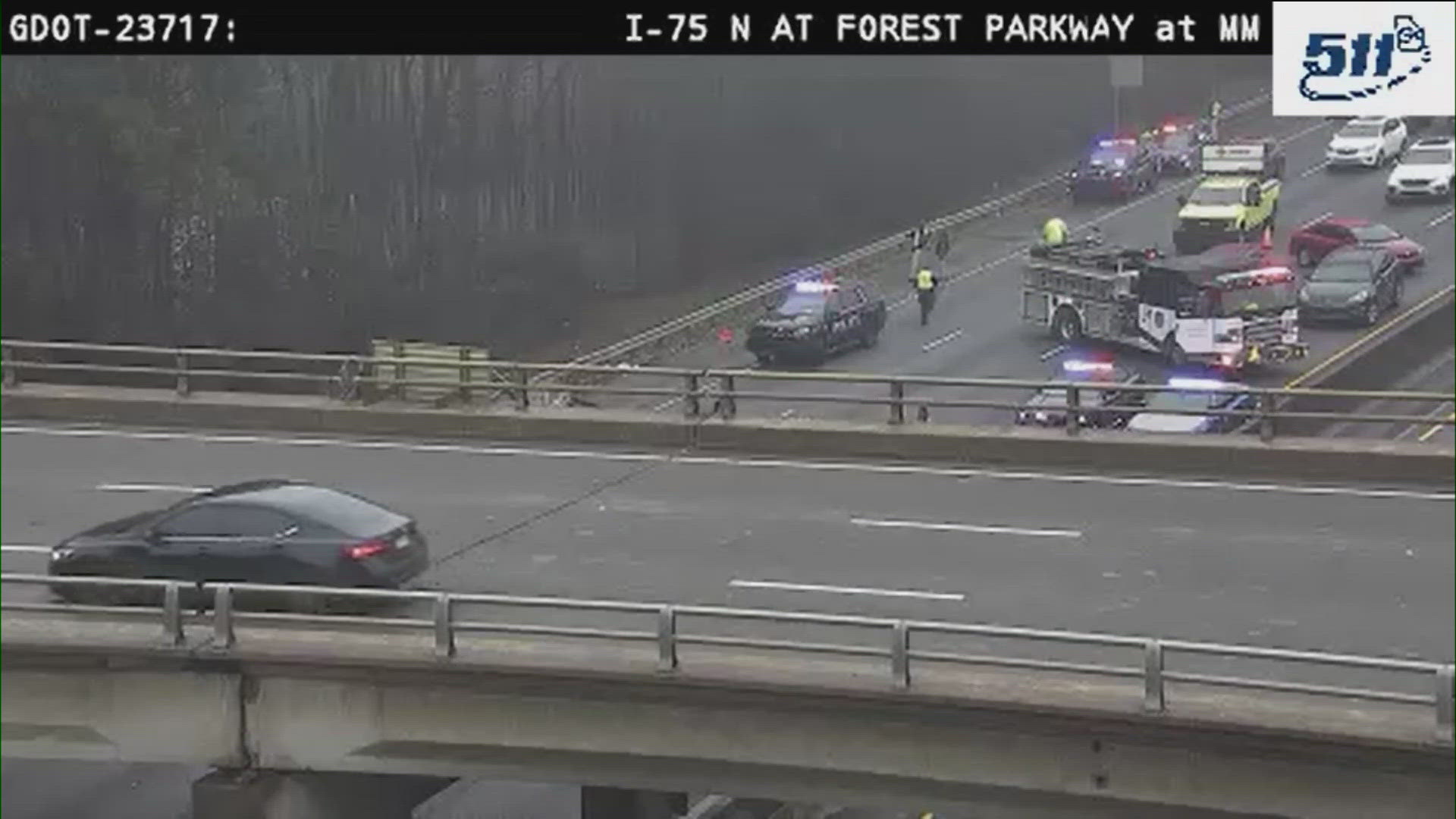 I 75 north traffic Monroe County Forsyth Georgia after ice and snow ...