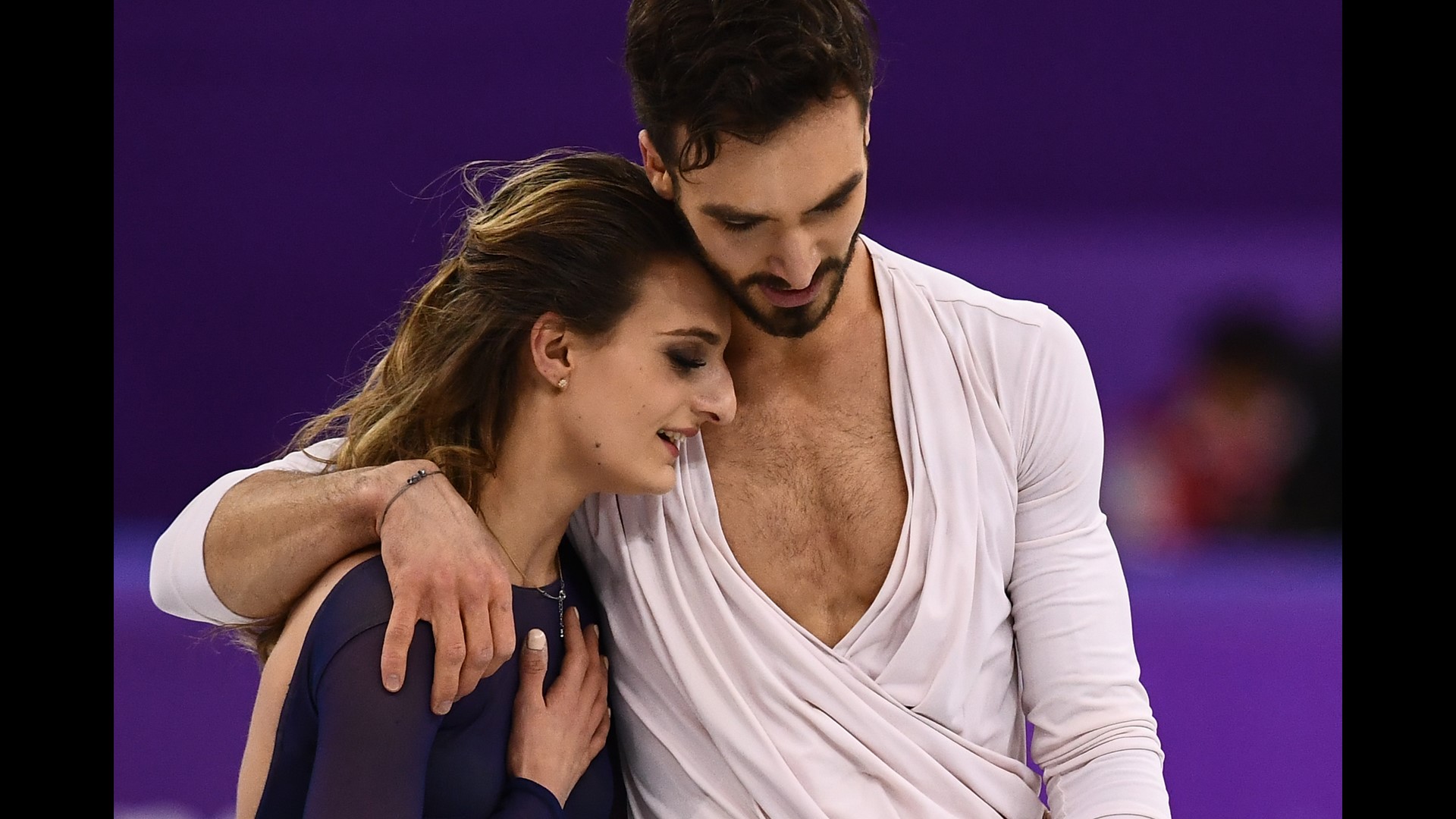 French ice dancer who suffered wardrobe malfunction leaves with silver ...
