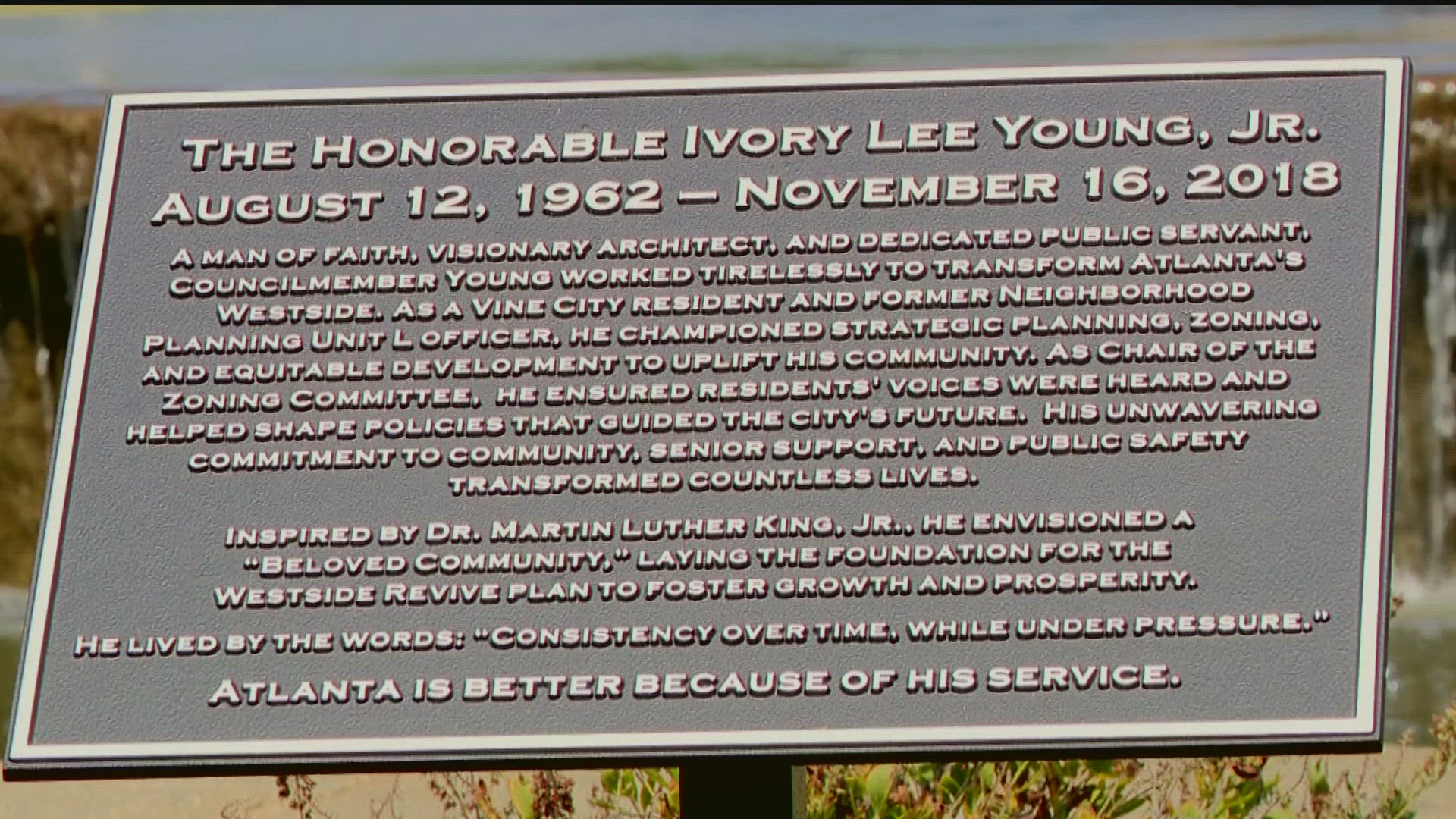 Plaque honors late Councilmember Ivory Lee Young Jr. | 11alive.com