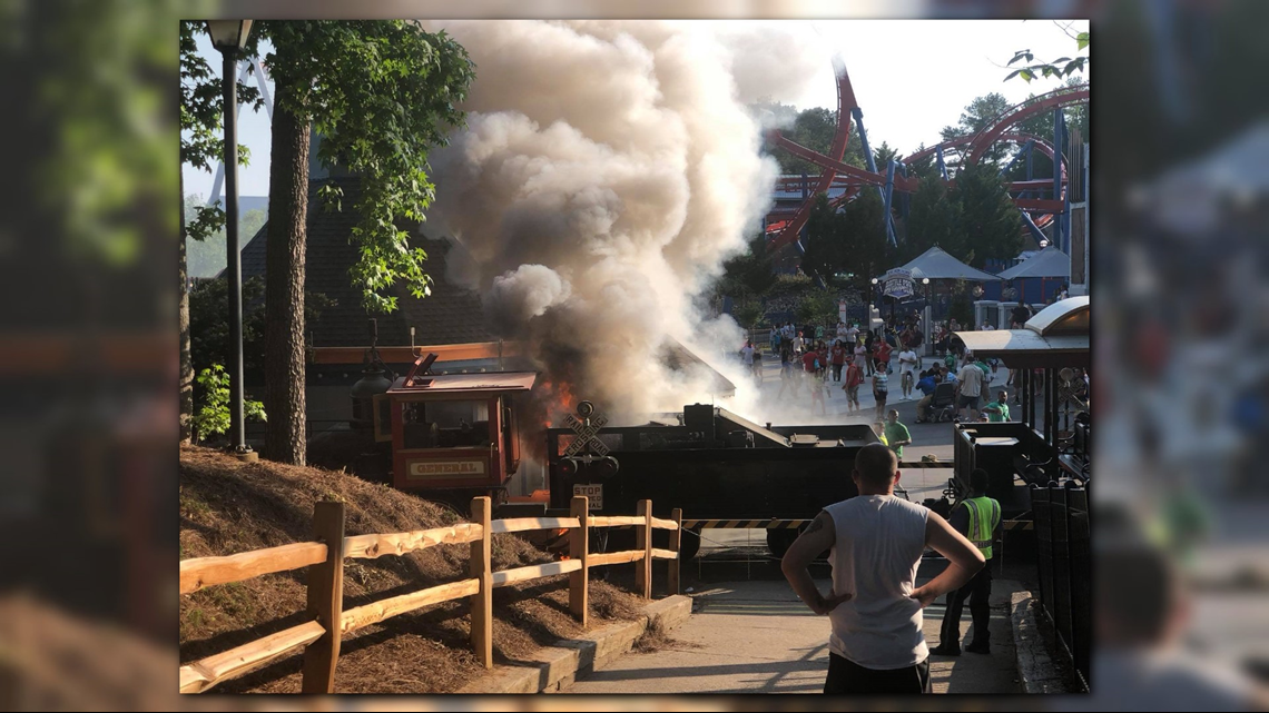 Two injured when Six Flags railroad engine catches fire | 11alive.com