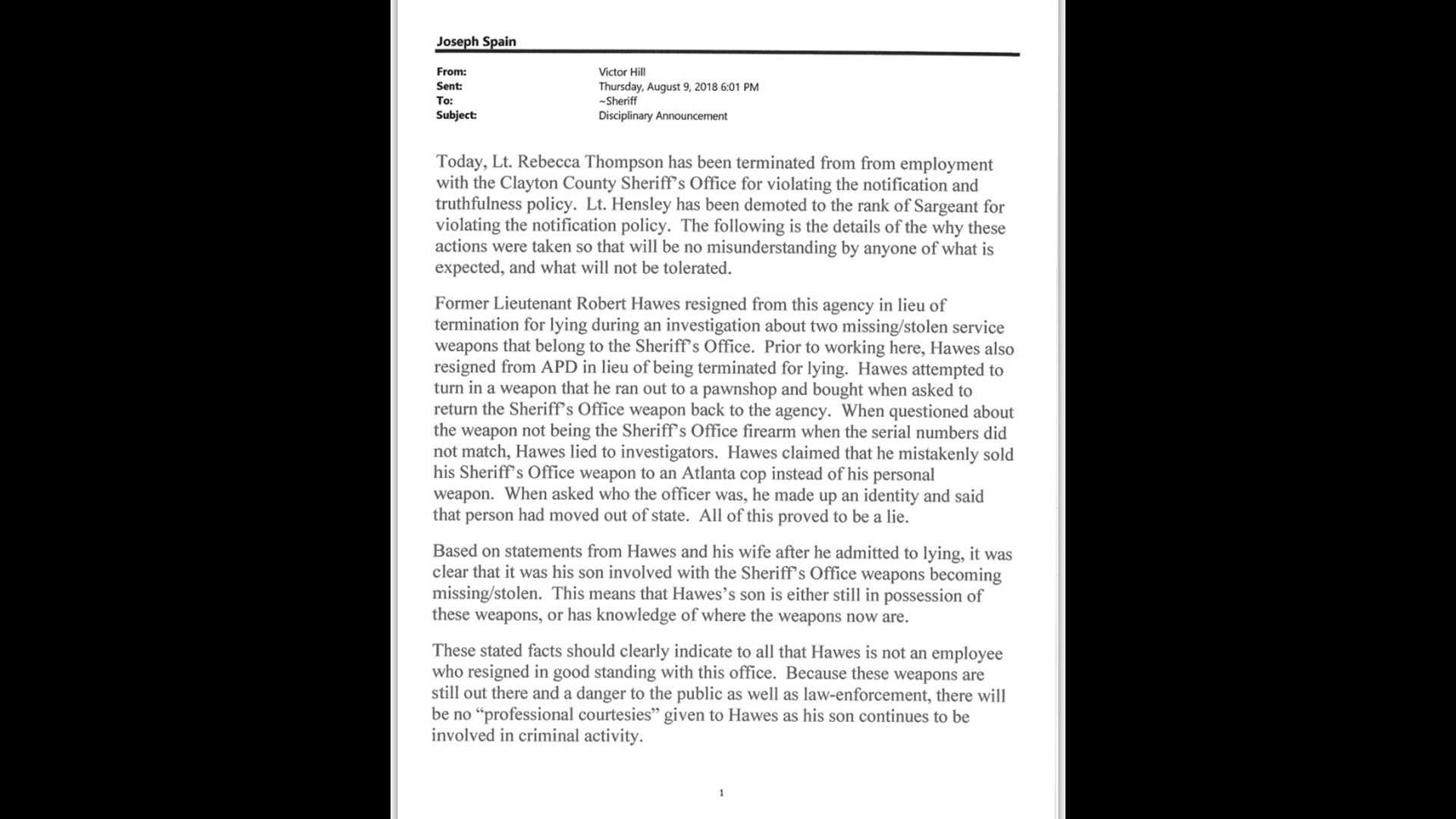 Sheriff Hill says foe's 'harassing' emails justified arrest | 11alive.com